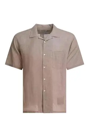 NONNATIVE Revere-collar Linen Shirt - Neutrals