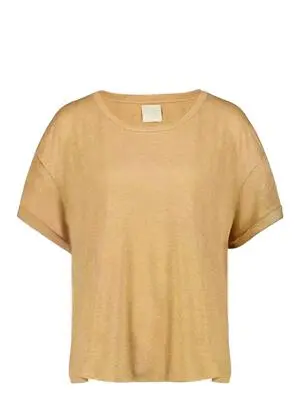 PAULA Crew-neck Linen T-shirt - Neutrals