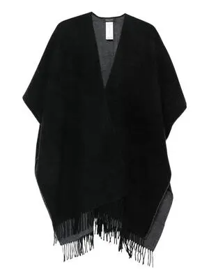 Fabiana Filippi Fringed V-neck Poncho - Grey