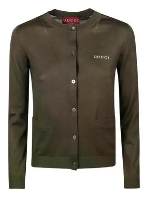 Gucci Logo Intarsia Button-up Cardigan - Brown