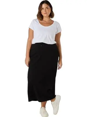 LIVE UNLIMITED Jersey Midi Skirt - Black