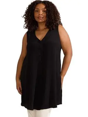 LIVE UNLIMITED Split Front Tunic - Black