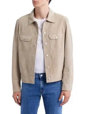 FRAME Suede Trucker Jacket - Oxford Beige