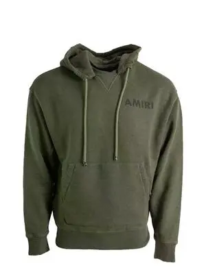 Amiri Logo-detail Frayed-hem Hoodie - Green