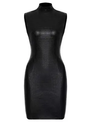 LIKA Crocodile-effect Mini Dress - Black