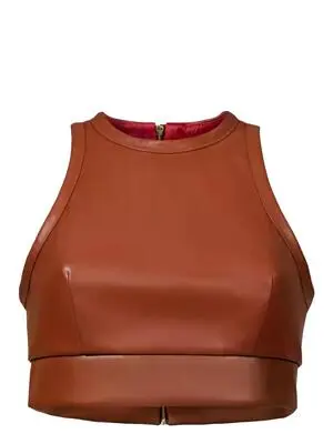 LIKA Faux-leather Top - Brown
