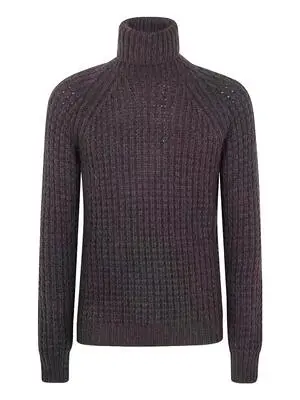 NUUR Turtleneck Ribbed Sweater - Brown