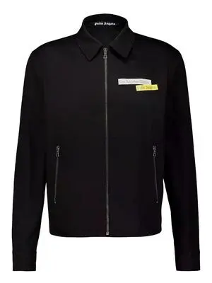 Palm Angels Newsprint Cotton Jacket - Black