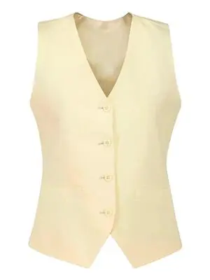 PAULA Button-up Linen Vest - Neutrals
