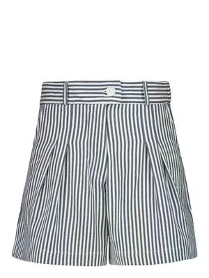 PAULA Striped Pleated Shorts - Blue