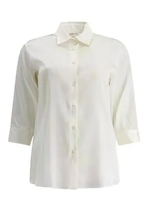 F.IT Button-down Shirt With Three-quarter Sleeves - Neutrals