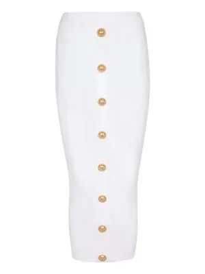 Balmain Cable-knit Midi Skirt - White