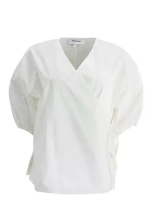 THE LOOM Puff-sleeve Wrap Top - White