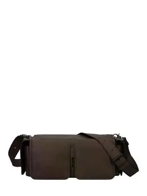 VIC MATIE Leather Flap Crossbody Bag - Brown