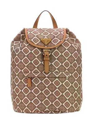 Prada Geometric-pattern Backpack - Brown