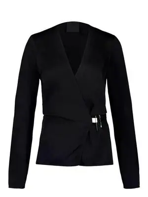 Givenchy V-neck Satin Wrap Top - Black