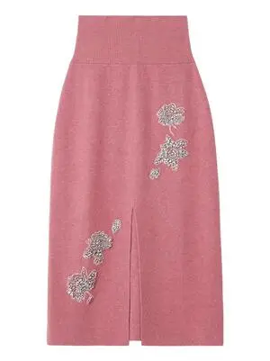 Erdem Embellished Knitted Midi Skirt - Pink