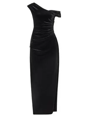 SIR. Ettore Off-the-shoulder Draped Stretch-velvet Maxi Dress - Black