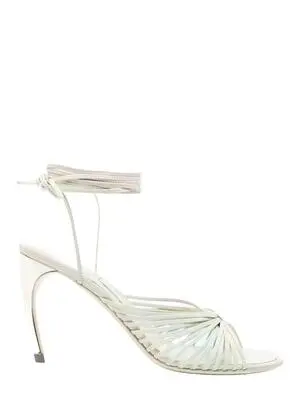 FERRAGAMO 85mm Caged Leather Sandals - White