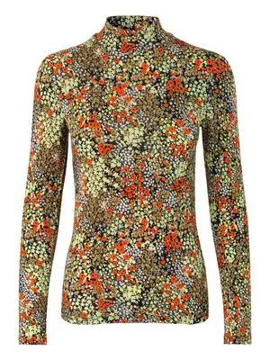 SAMSOE SAMSOE Floral-print Turtleneck Top - Green