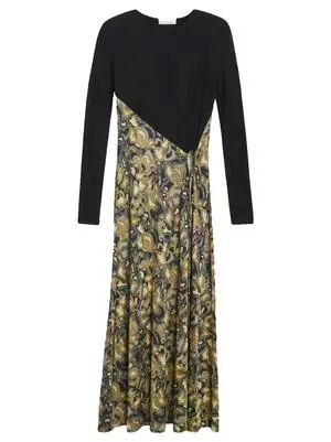 Rodebjer Ribbed Marbled Print Midi Dress - Black