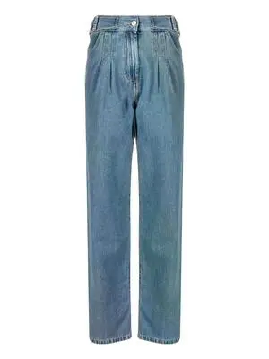 MSGM Pleat-detail Straight-leg Jeans - Blue