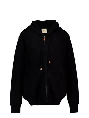 PAULA Cashmere Zip-up Hoodie - Black