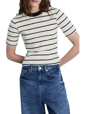MANGO Striped Cotton T-Shirt