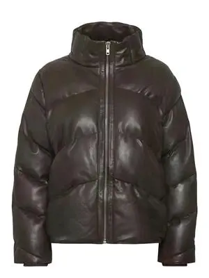 GESTUZ Quilted Leather Jacket - Brown