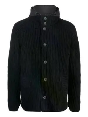 Herno Padded-hood Knit Jacket - Blue