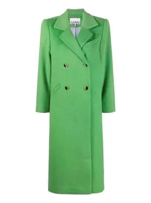GANNI Double-breasted Button-fastening Coat - Green
