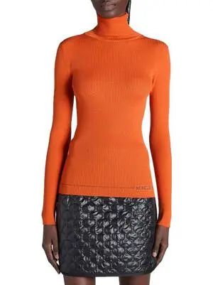 Moncler Virgin Wool Turtleneck Sweater - Vibrant Orange
