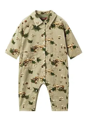 MILKBARN Organic Corduroy Cotton Snap Jumper - Forest Party