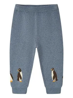 MILKBARN Knitted Birdseye Jacquard Sweatpants - Penguin Family