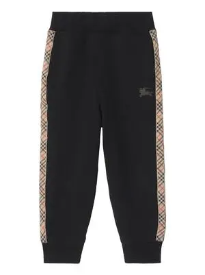 Burberry Check Trim Cotton Jogging Pants Black