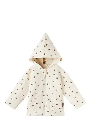 MILKBARN Reversible Waffle Knit Hooded Jacket - Honey Bear