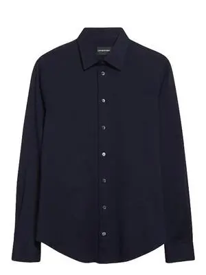 Emporio Armani Cotton Button-up Shirt - Navy