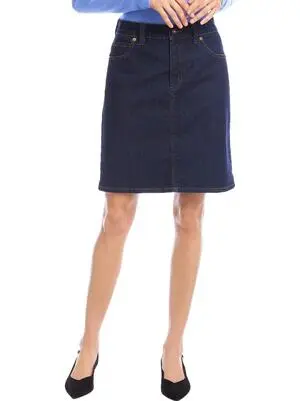 Karen Kane High-waist Denim Pencil Skirt - Indigo Blue