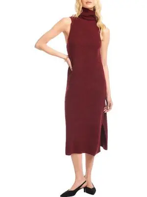 Karen Kane Turtleneck Sleeveless Sweater Midi Dress - Wine Red