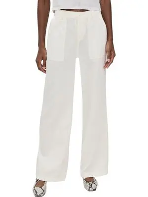 Good American Lite Linen Wide Leg Trousers - Cloud White001