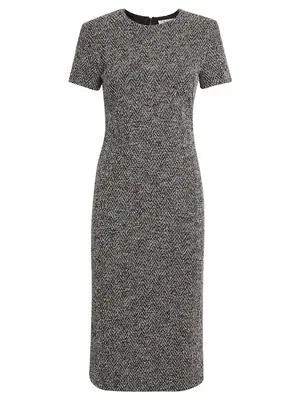 Max Mara Tweed Chevron Midi Dress - Black