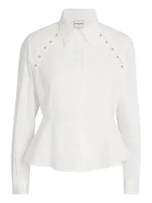 Claudie Pierlot Cotton Poplin Peplum Shirt - White