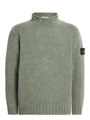 Stone Island Cotton Funnel Neck Sweater - Green