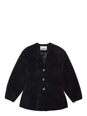 GANNI Textured Button-fastening Jacket - Black