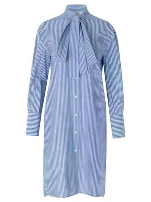 Baum Und Pferdgarten Stripe Tie-neck Midi Shirt Dress - Blue