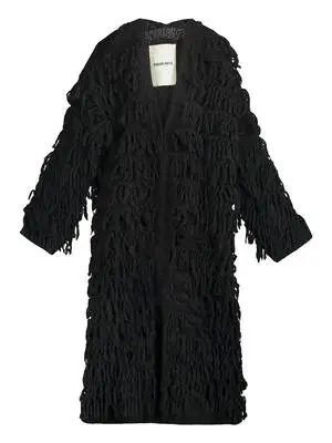 CIRCUS HOTEL Shaggy Coat - Black