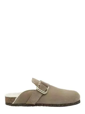 FLATTERED Buckle-detail Suede Mules - Neutrals