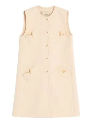 Valentino Garavani Compact Drap Gilet With V Gold - Birch