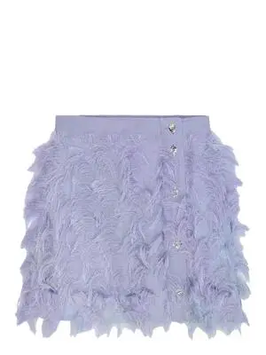 GANNI Fringe Mesh A-line Skirt - Purple
