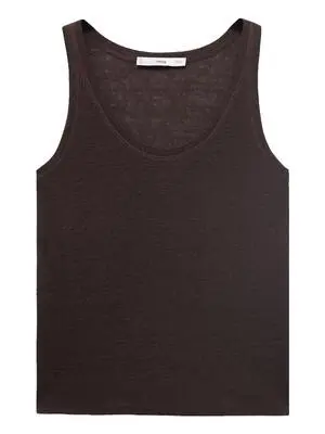 Mango Linen Tank Brown